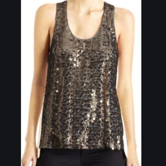 rag & bone | Tops | Rag Bone Bahia Top Gold Sequin 0 Silk | Poshmark